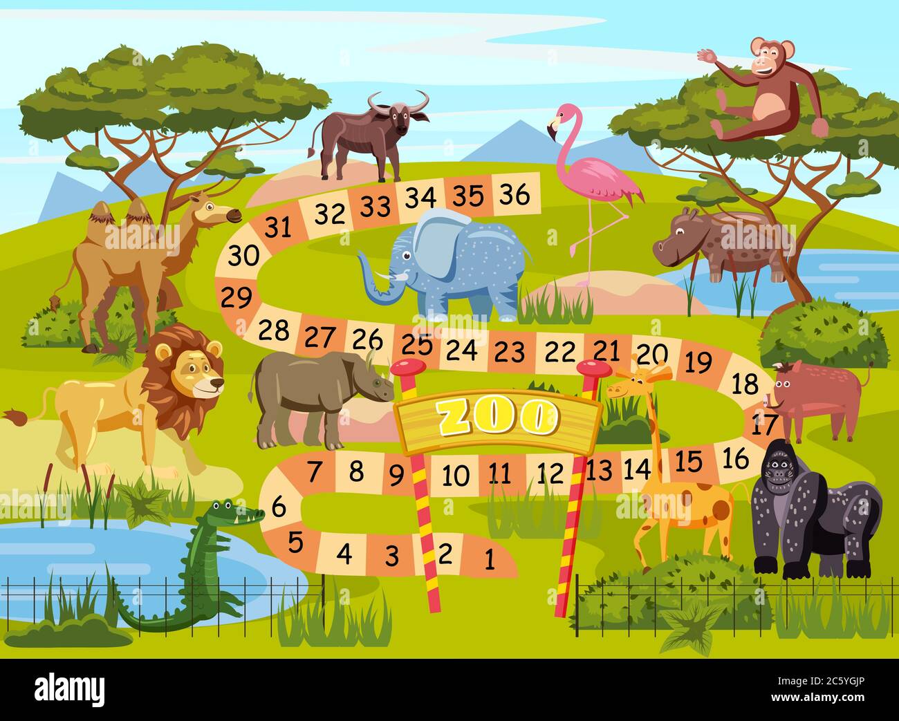 Zoo board game with numbers for children Stock Vector Image & Art - Alamy