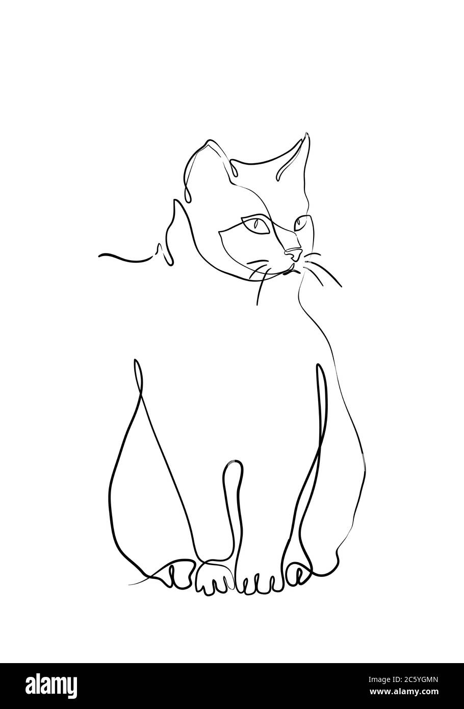 Line drawing cat tail Black and White Stock Photos & Images - Alamy