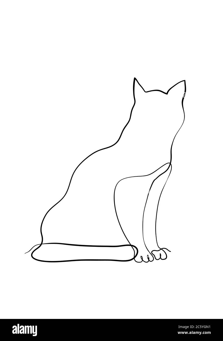 One line drawing of the cat in modern minimalistic style, Single line ...