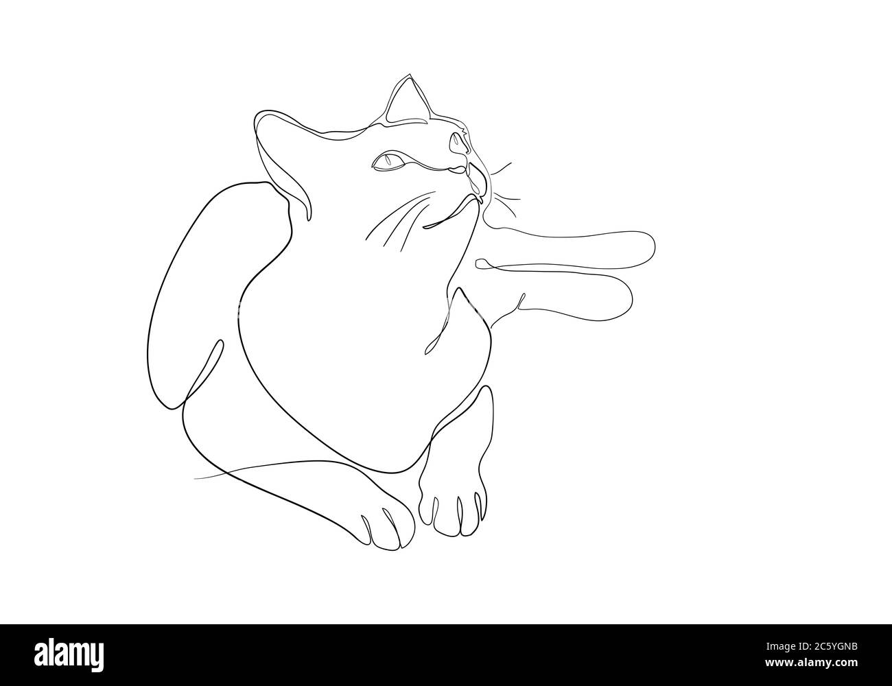 One line drawing of the cat in modern minimalistic style, Single line ...