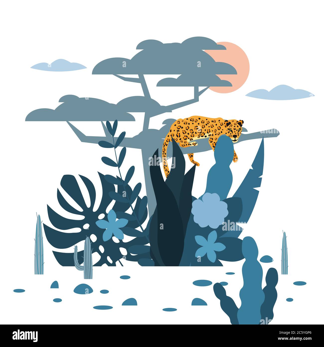 Leopard sitting on a tree, cute, plant and tree background, graphic ...