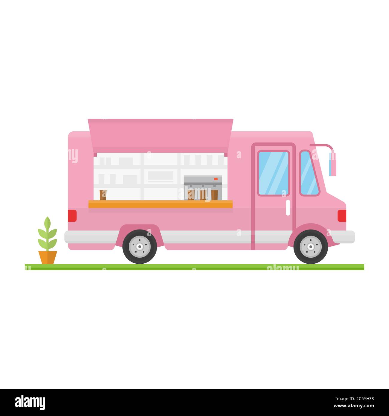 Modern minimalist food car design. Vector illustration. Flat icon food ...