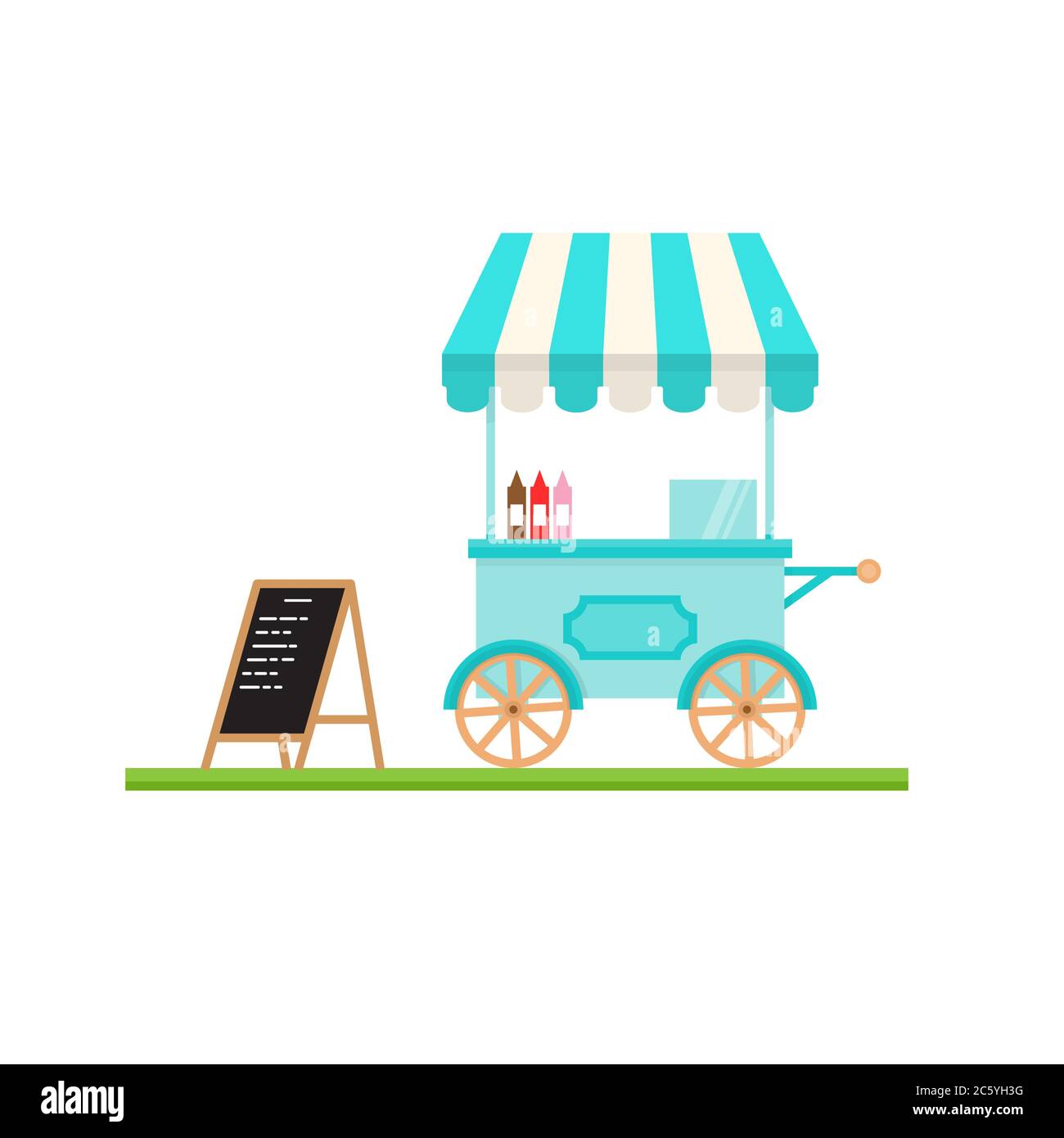 Modern minimalist street cart design with announcement board. Vector ...