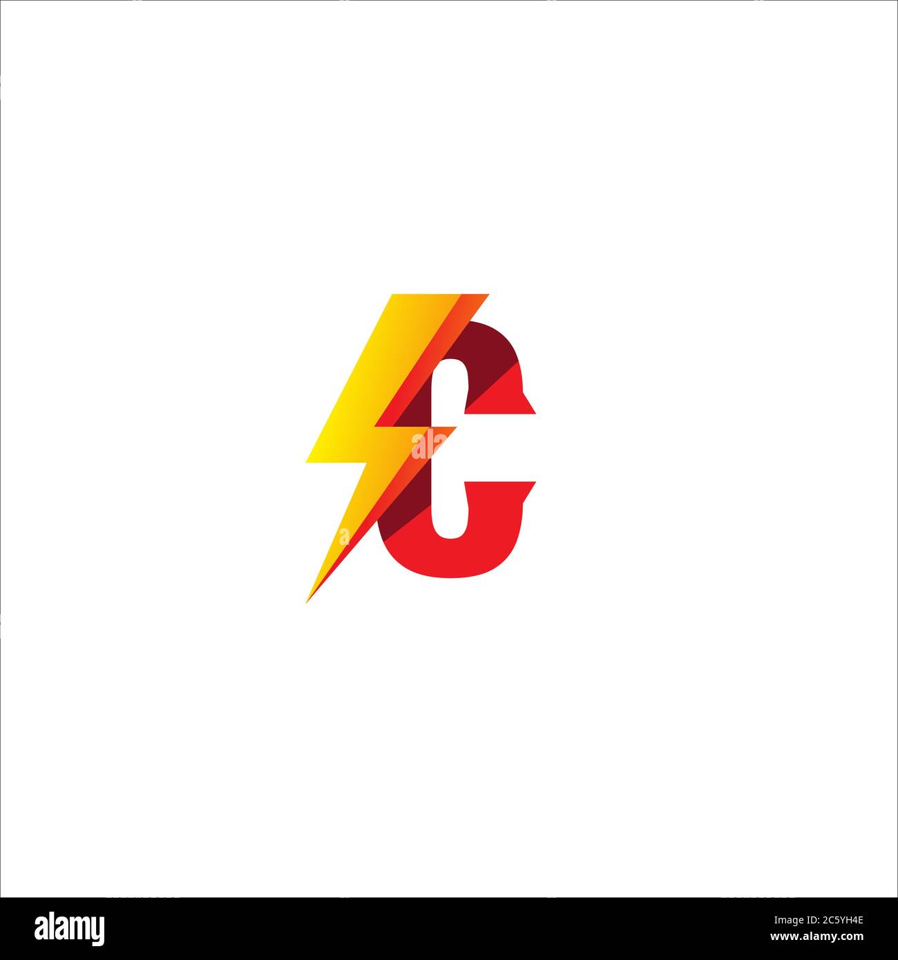 C Letter Initial Logo Design Template. Alphabet with Thunder Shape Logo ...