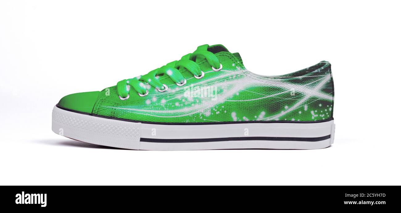 Single shoe isolated on white background - Green special Stock Photo ...