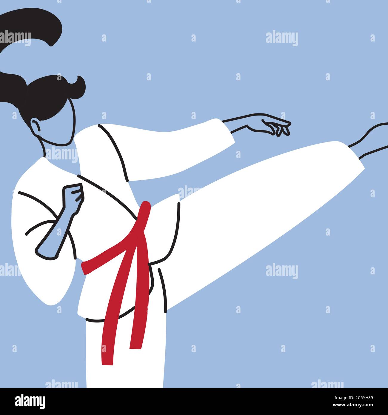 karate woman fighter in kimono, japan traditional martial art vector ...