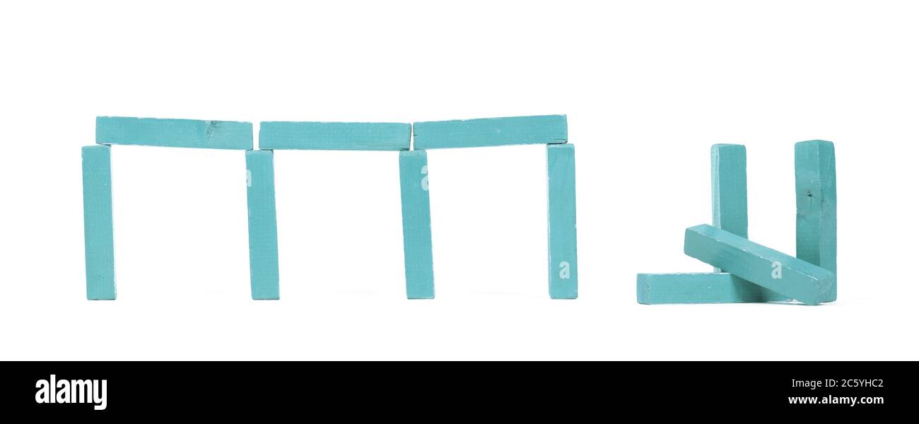 Vintage blue building blocks isolated on white background Stock Photo ...