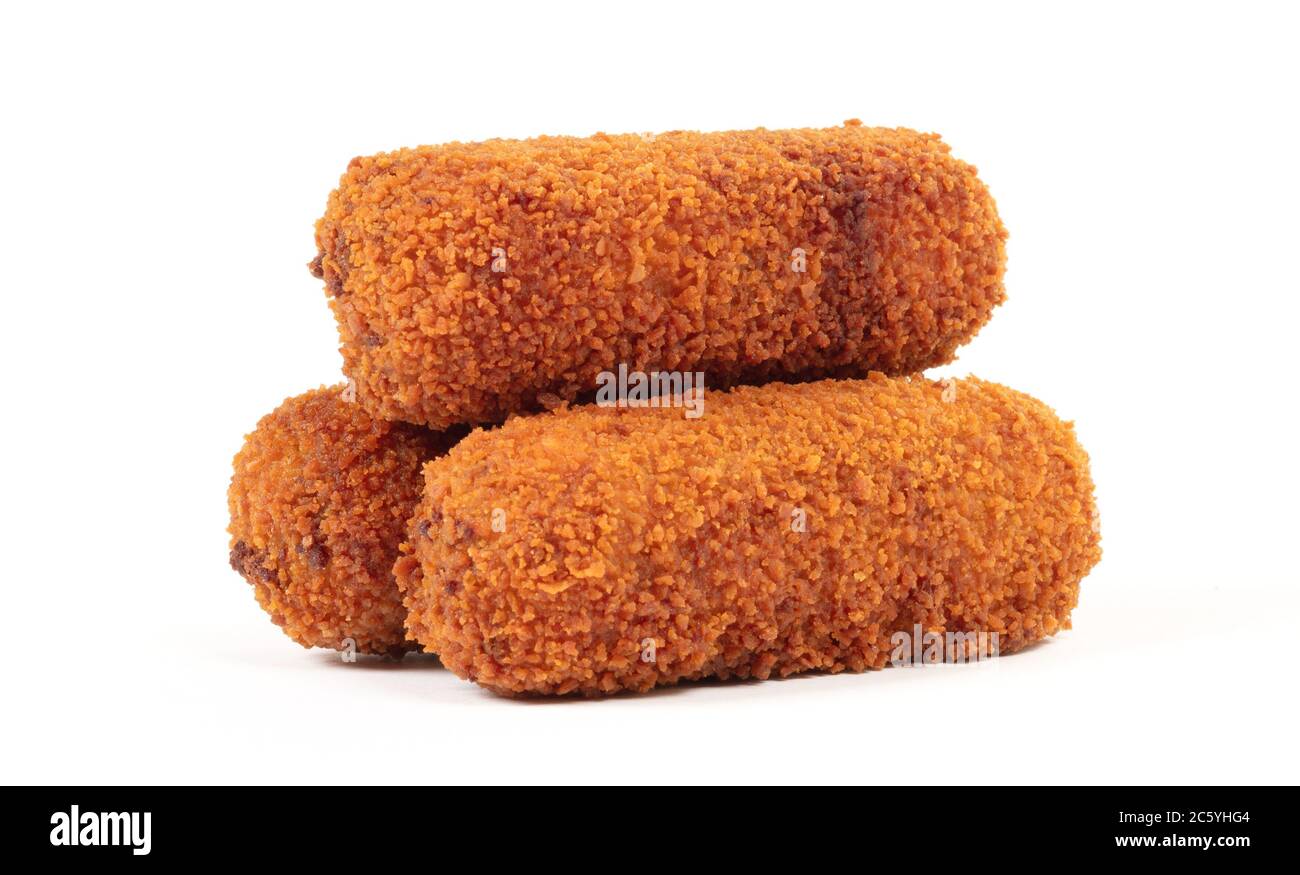Brown crusty dutch kroketten isolated on a white background Stock Photo ...