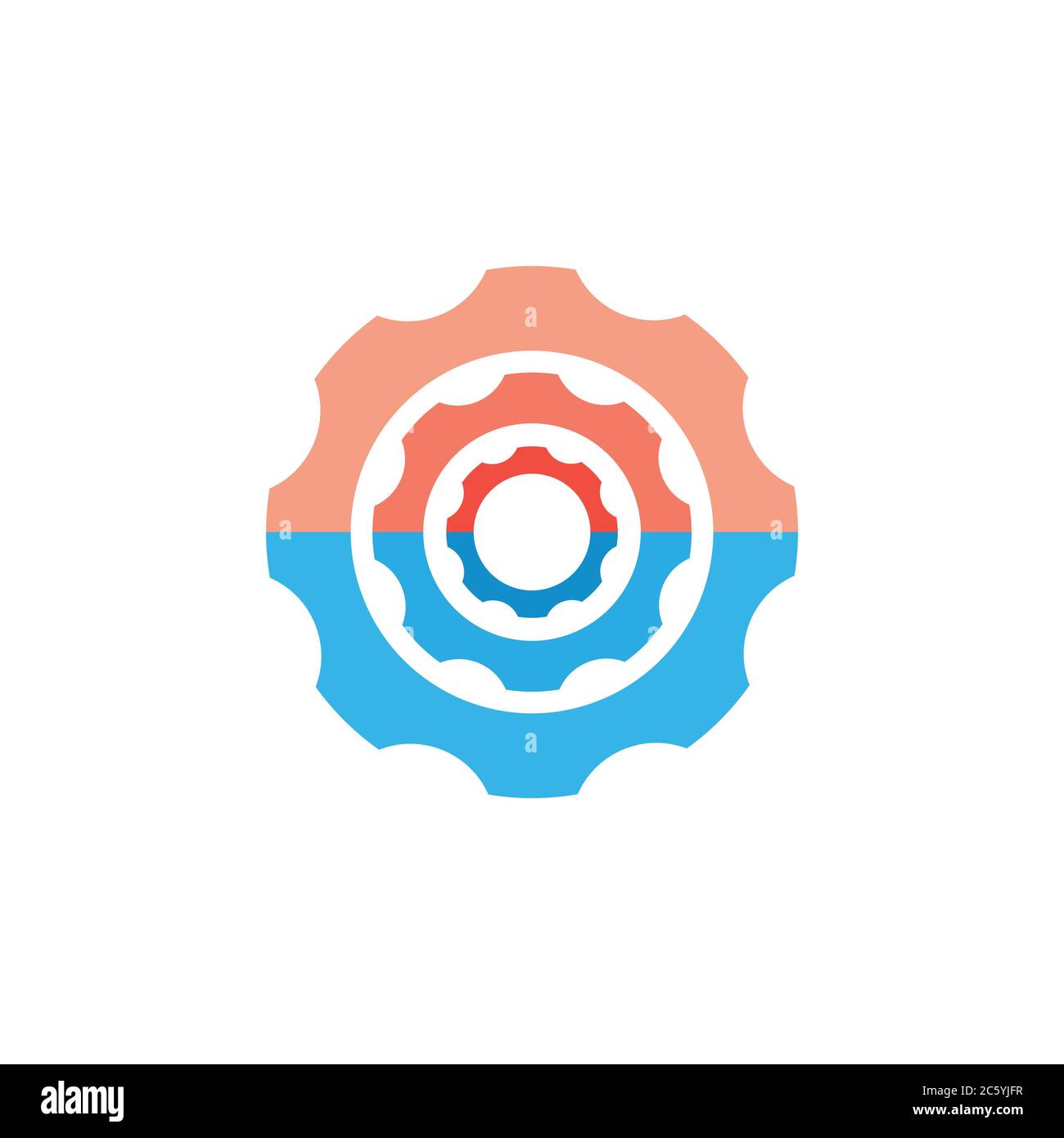 colorful cog machine natural sun ocean industrial logo vector Stock ...