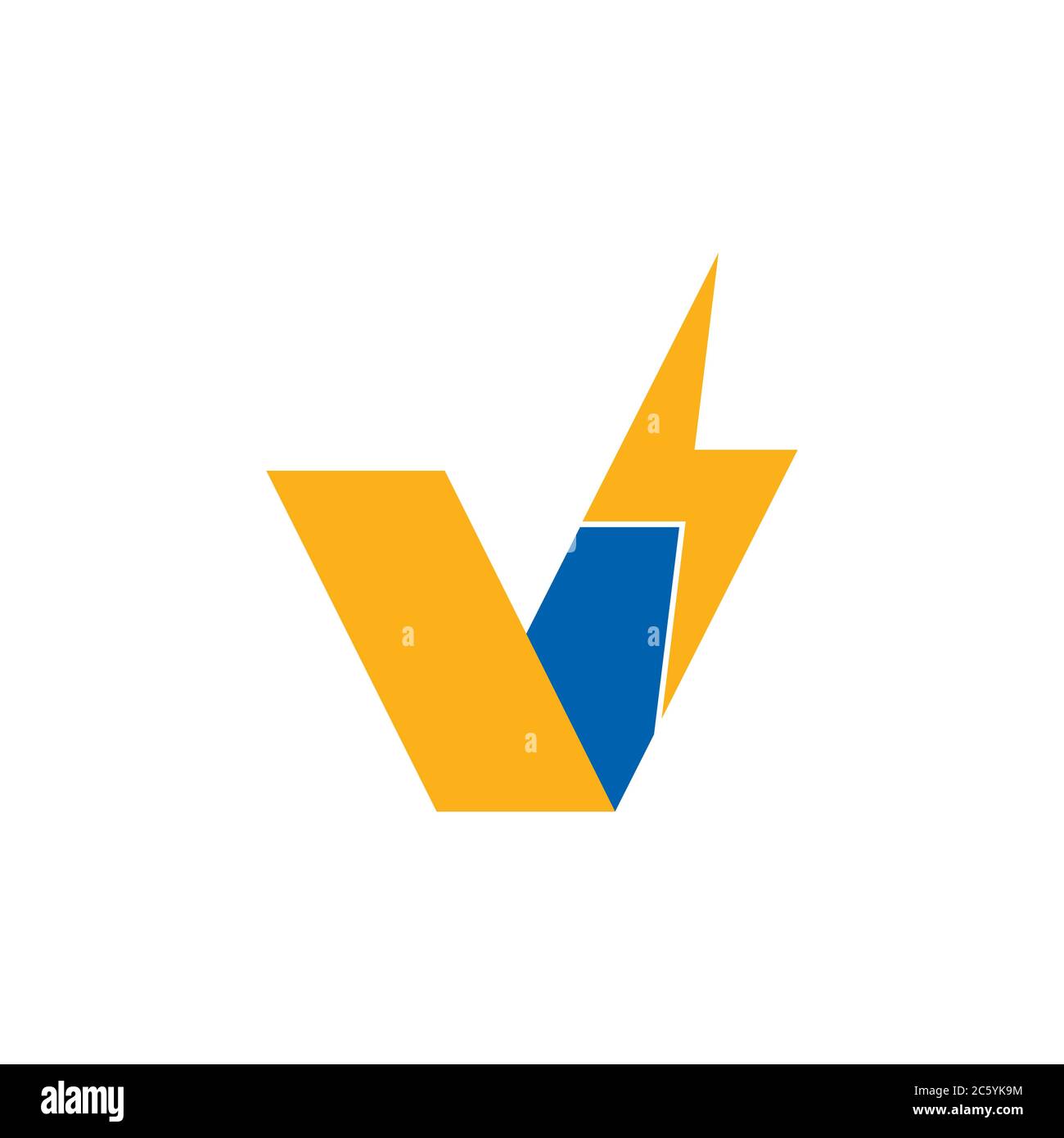 letter v thunder simple geometric logo vector Stock Vector Image & Art ...