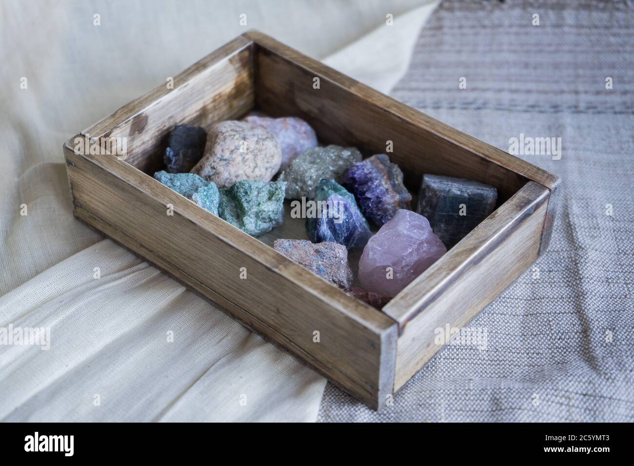 Mineral collection wooden box hi-res stock photography and images - Alamy