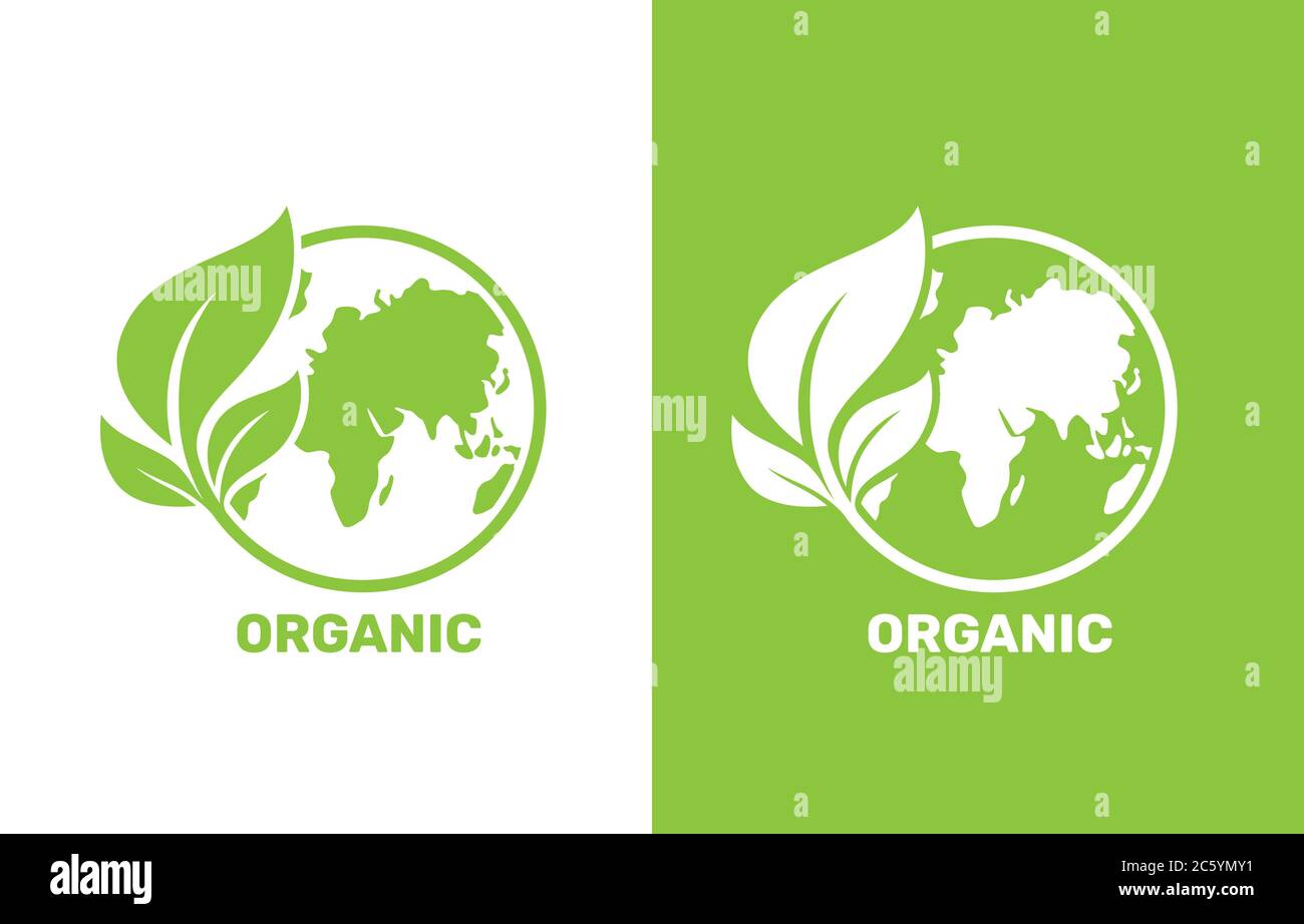 Ecology organic green planet earth. sign on a white background. Vector ...