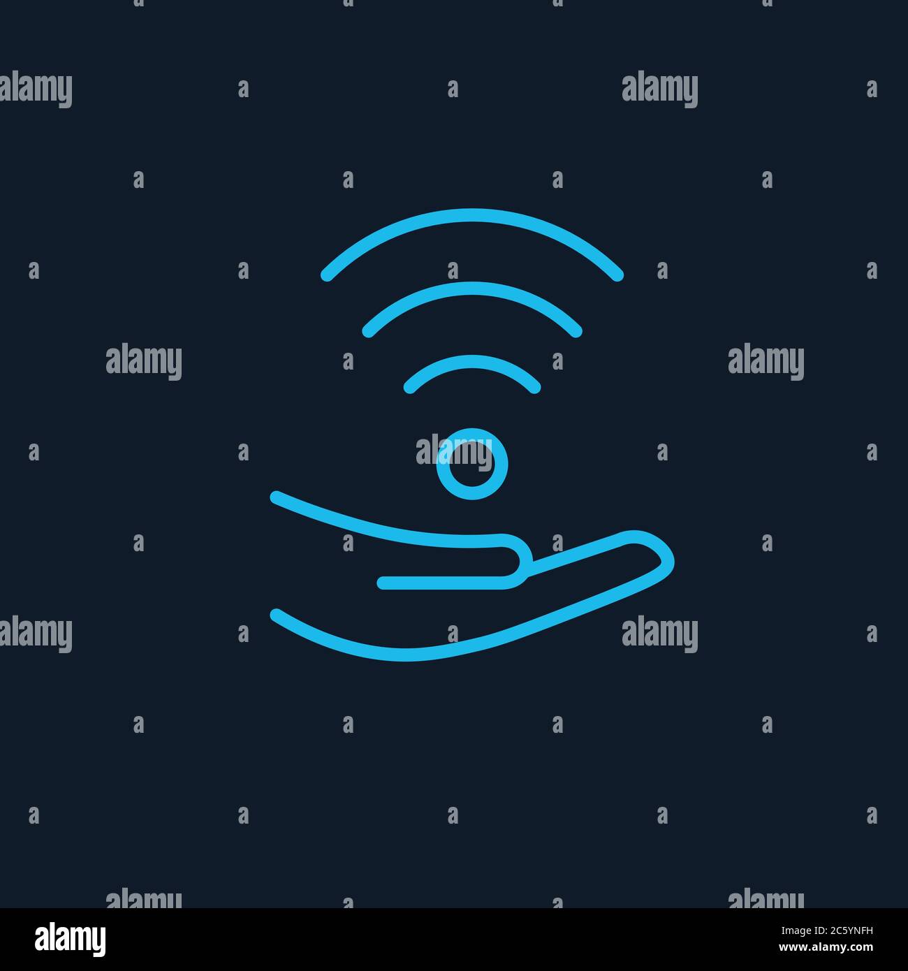 Share wifi signal icon. Hand with Wi-Fi vector icon. filled flat sign ...
