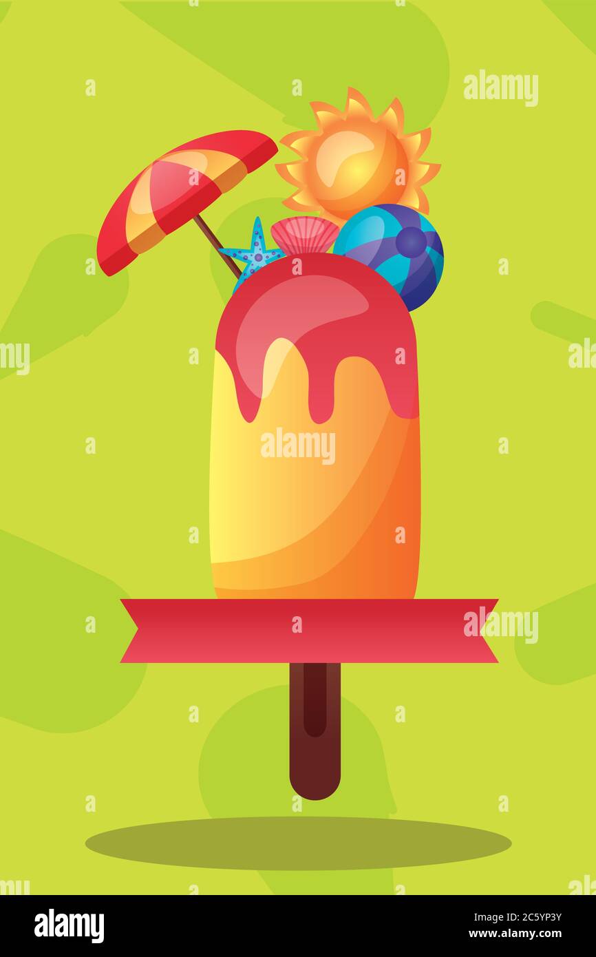 ice cream umbrella sun and ball design, Summer vacation and tropical ...