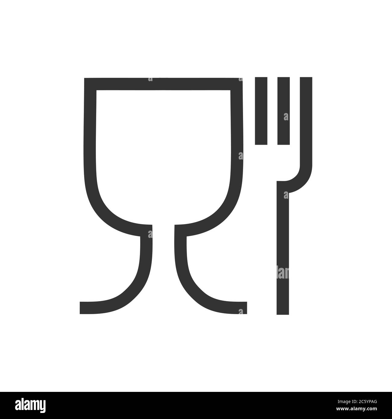 Food safe vector icon sign. Food grade material wine glass and fork ...
