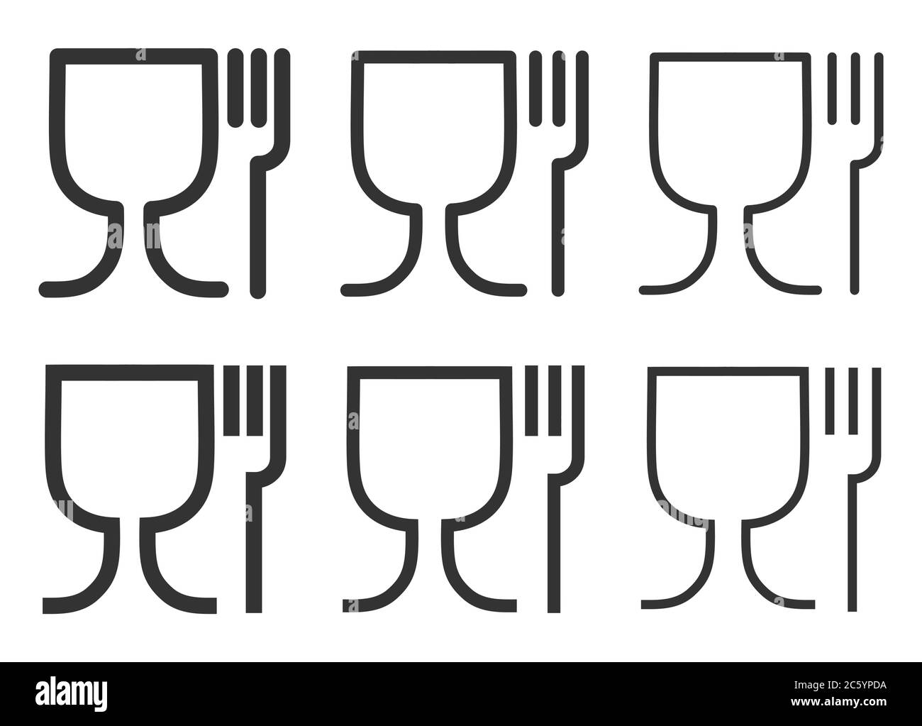 Food safe vector icon sign. Food grade material wine glass and fork ...