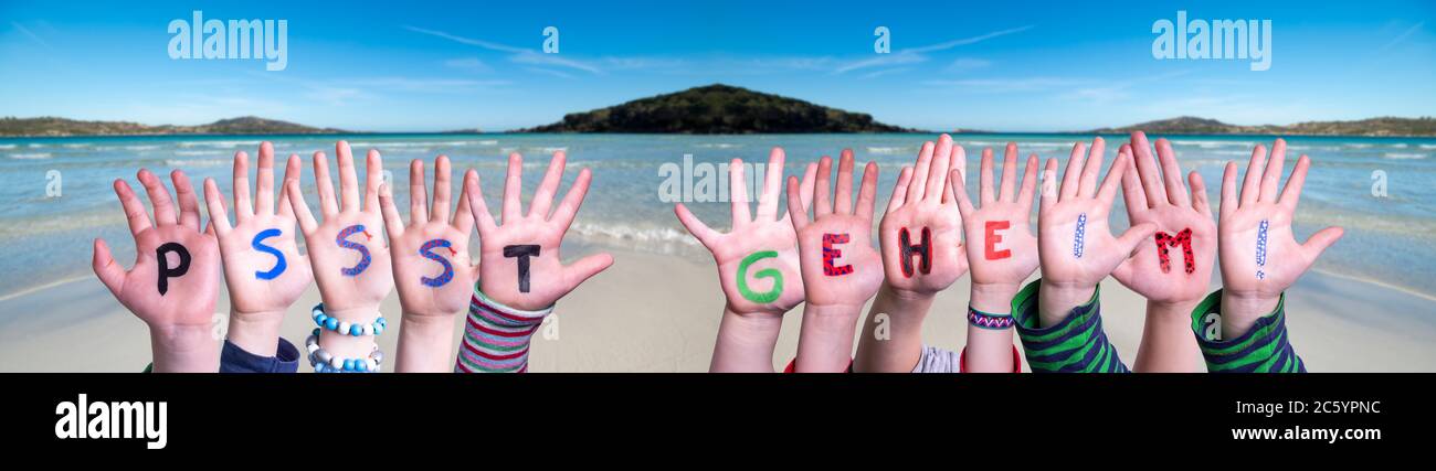 Children Hands Building Word Pssst Geheim Means Pssst Secret, Ocean ...