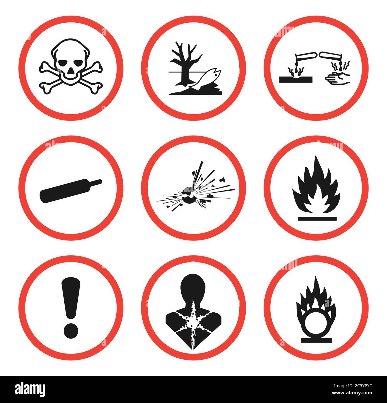 GHS pictogram hazard sign set. Isolated on white background. Dangerous ...
