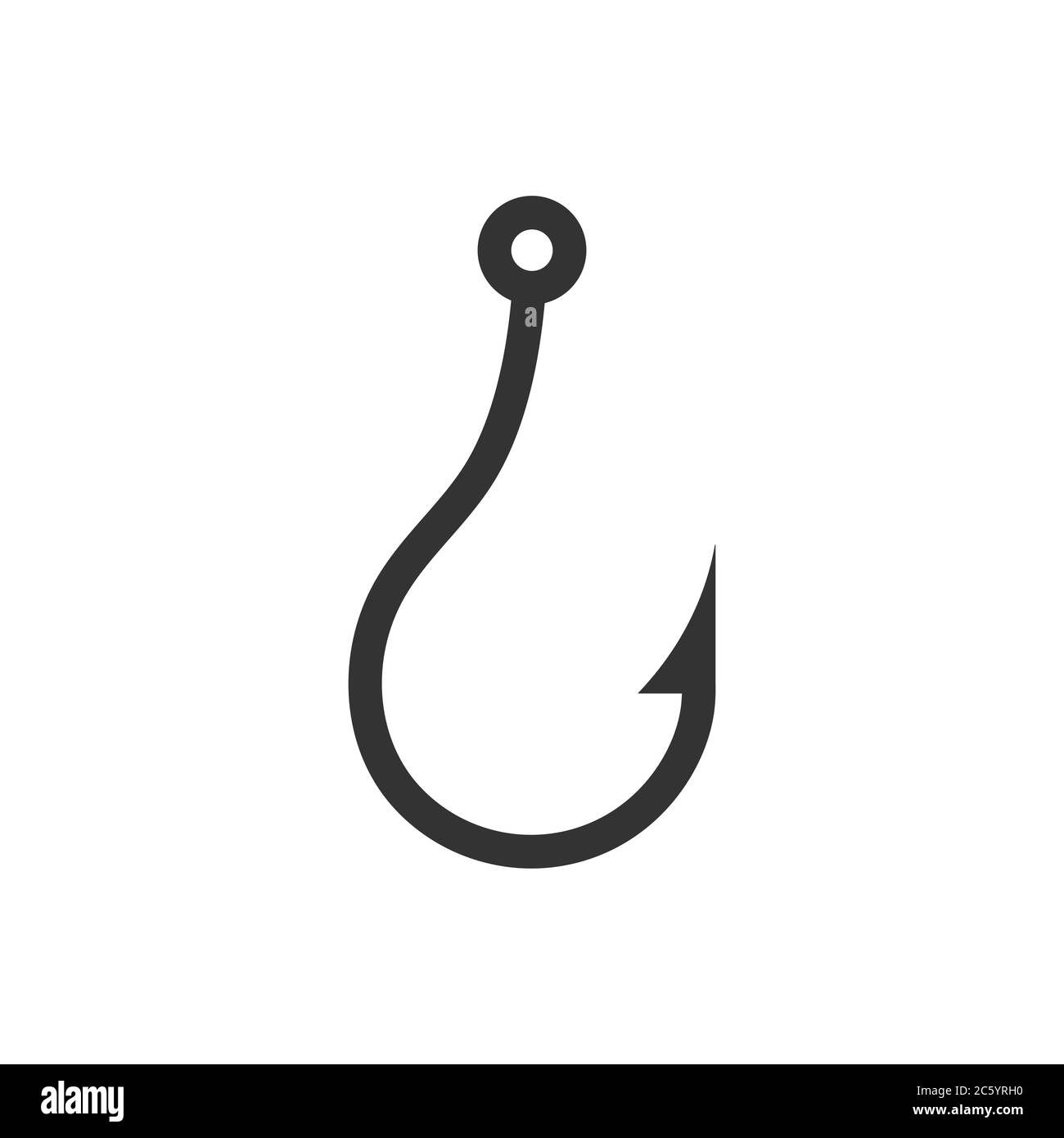 Fishing hook icon shape silhouette. Fishhook logo symbol sign. Vector ...