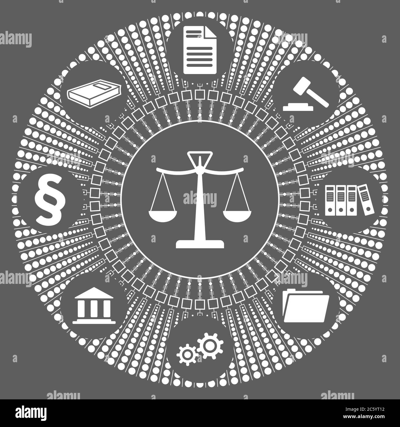 Concept of justice with connected icons Stock Photo - Alamy