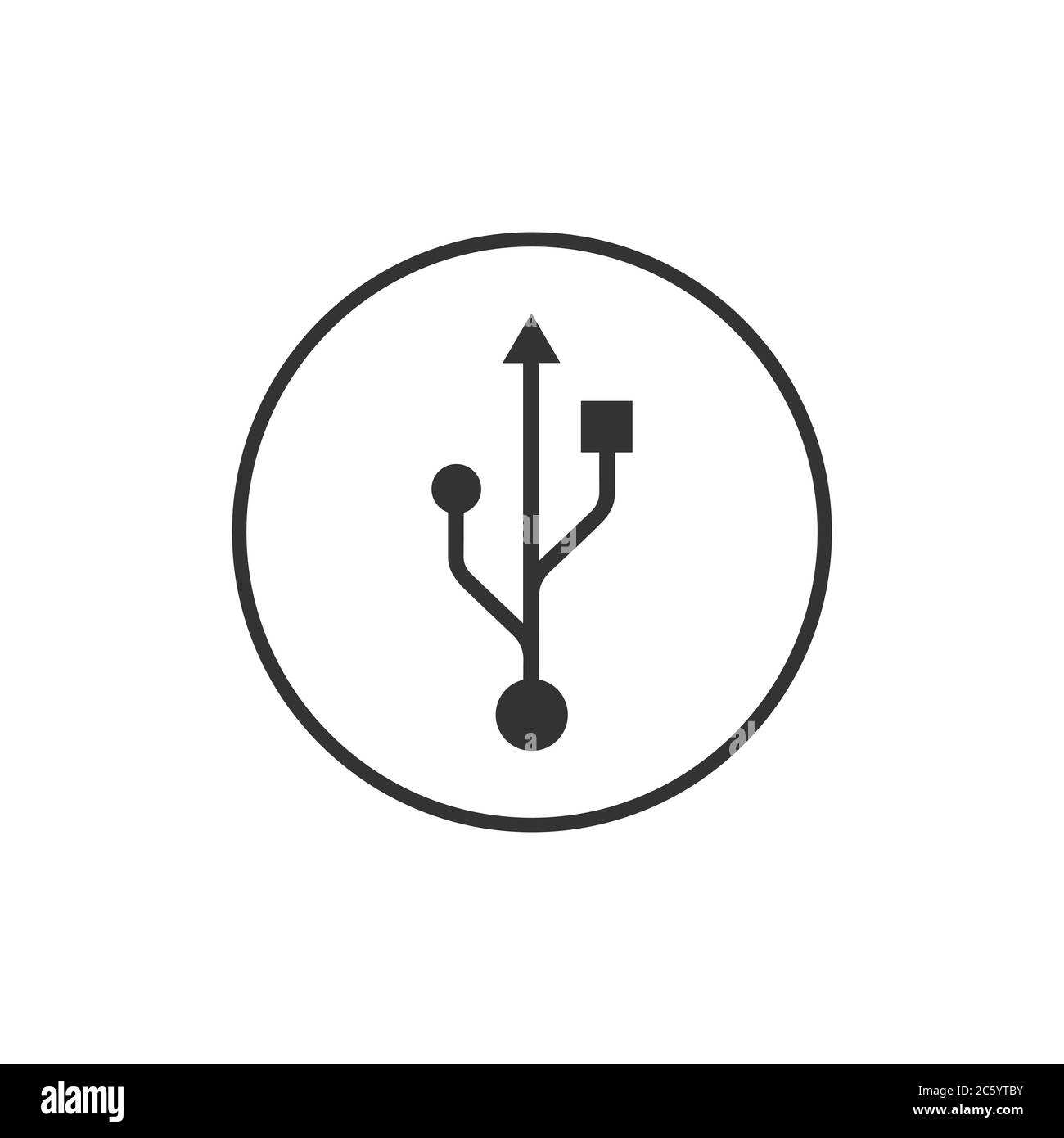 USB flash drive cable icon symbol button. Connector memory logo sign ...