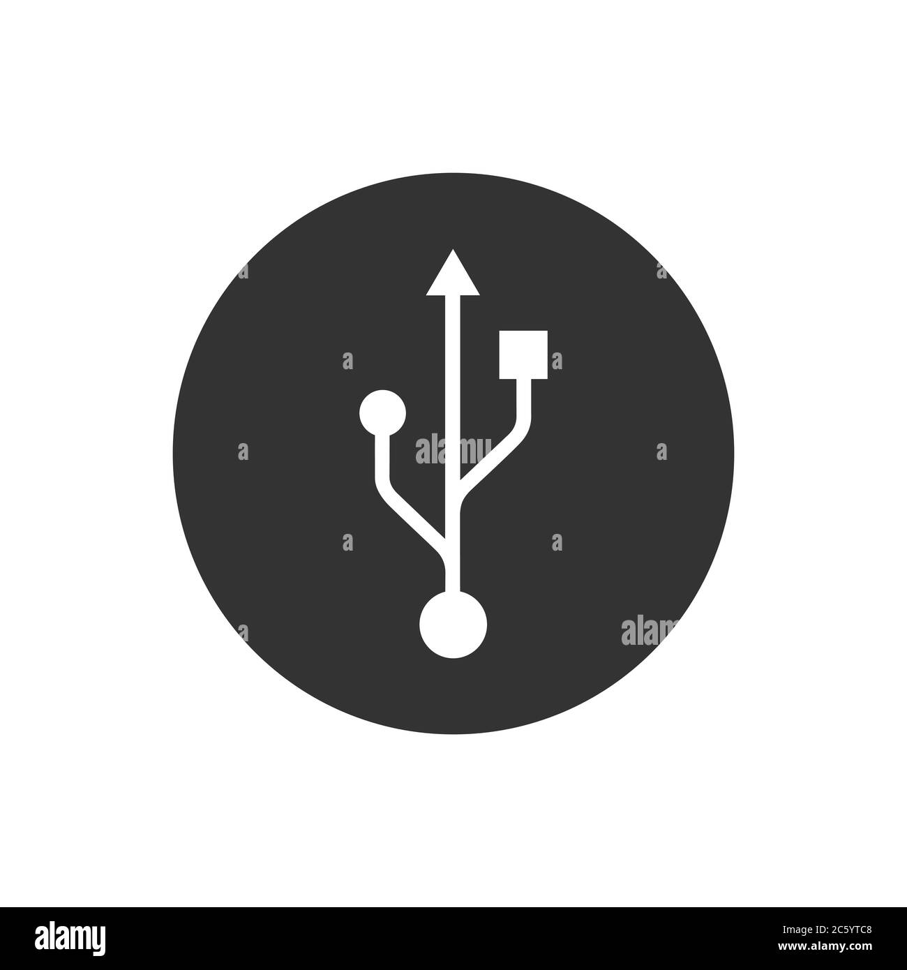 USB flash drive cable icon symbol button. Connector memory logo sign ...