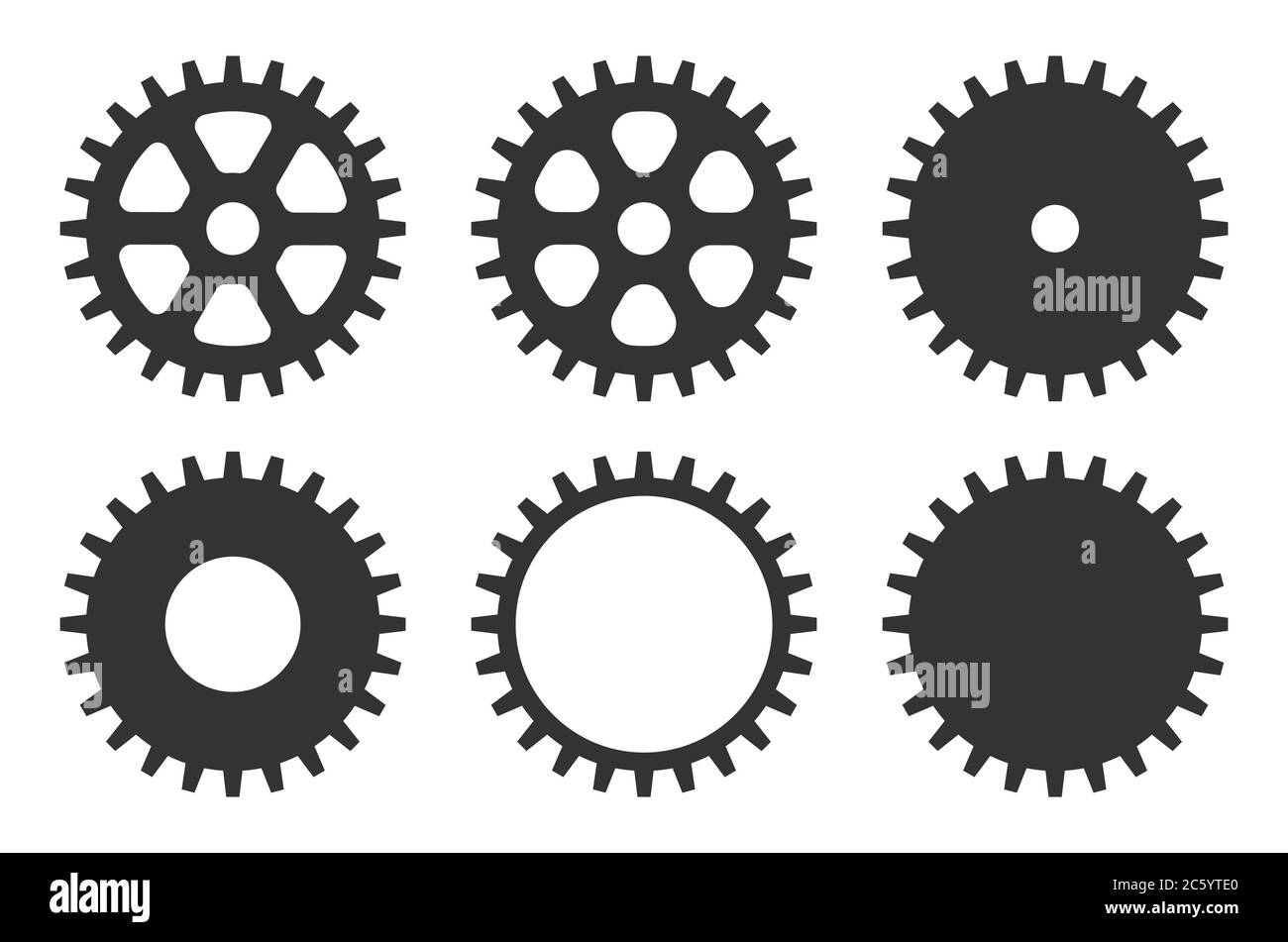 Gear icon silhouette symbol set. Vector illustration image. Grunge ...