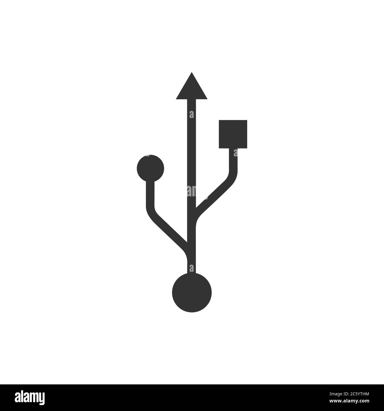 USB flash drive cable icon symbol button. Connector memory logo sign ...