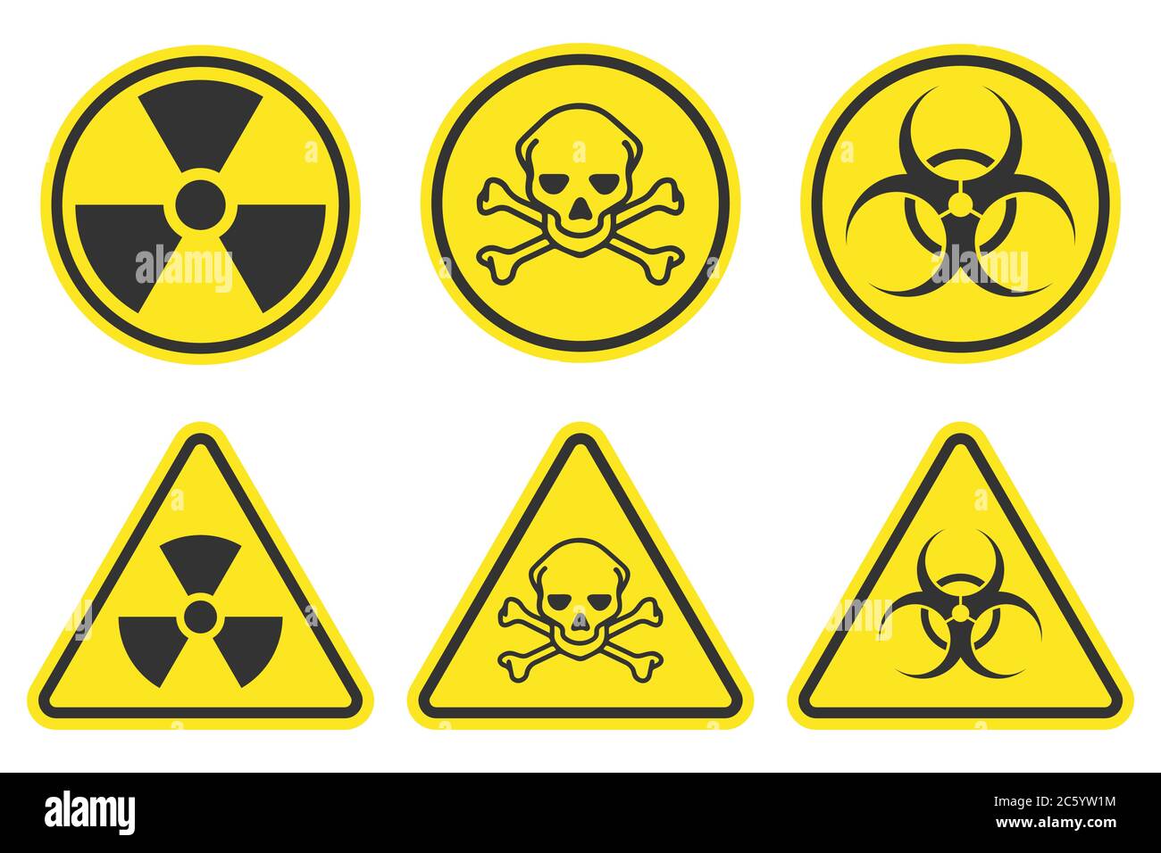Radioactive, toxic, biohazard icon sign. Warning danger poison logo ...