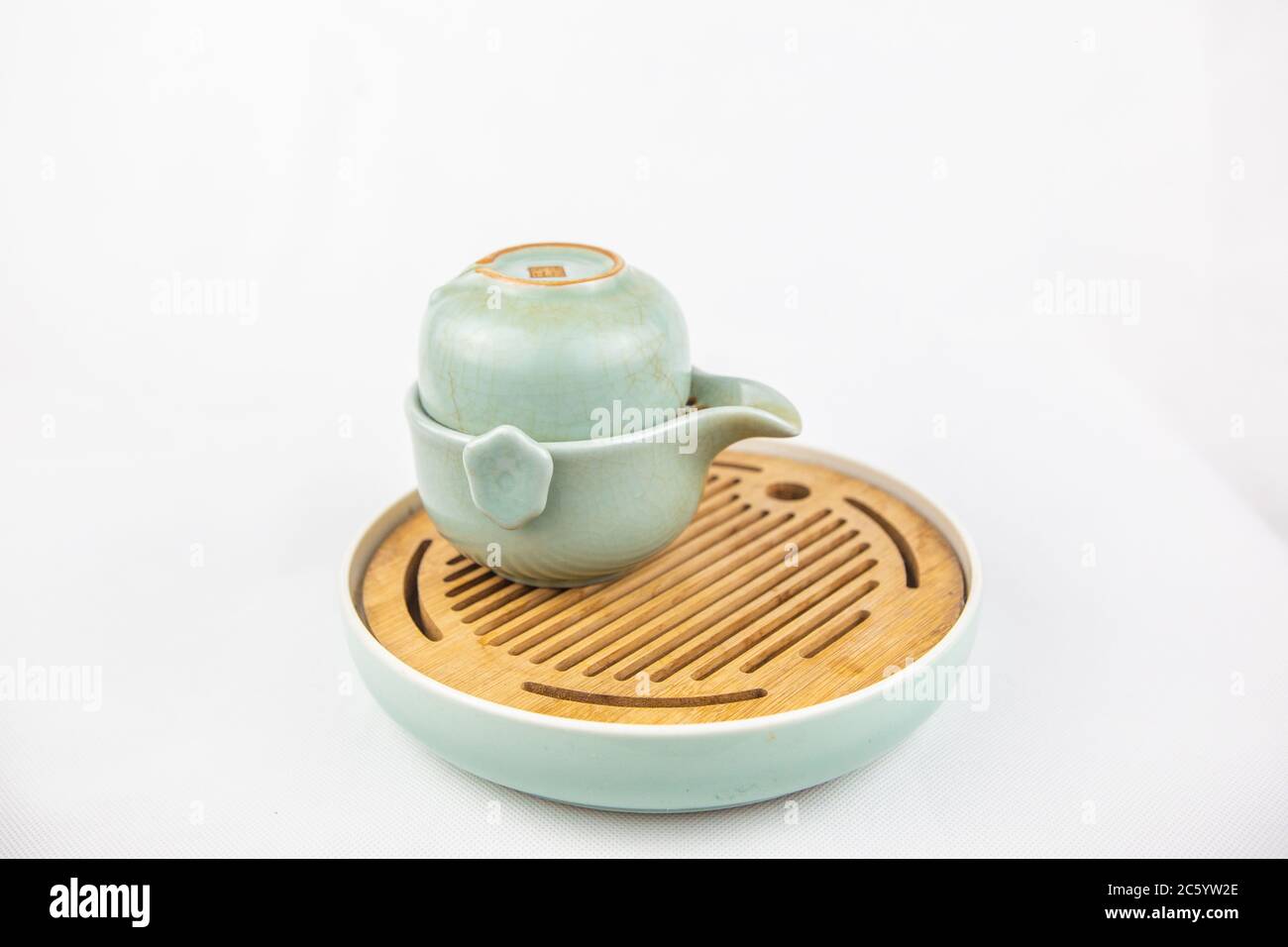 Traditional black tea set in China, with white background Stock Photo ...