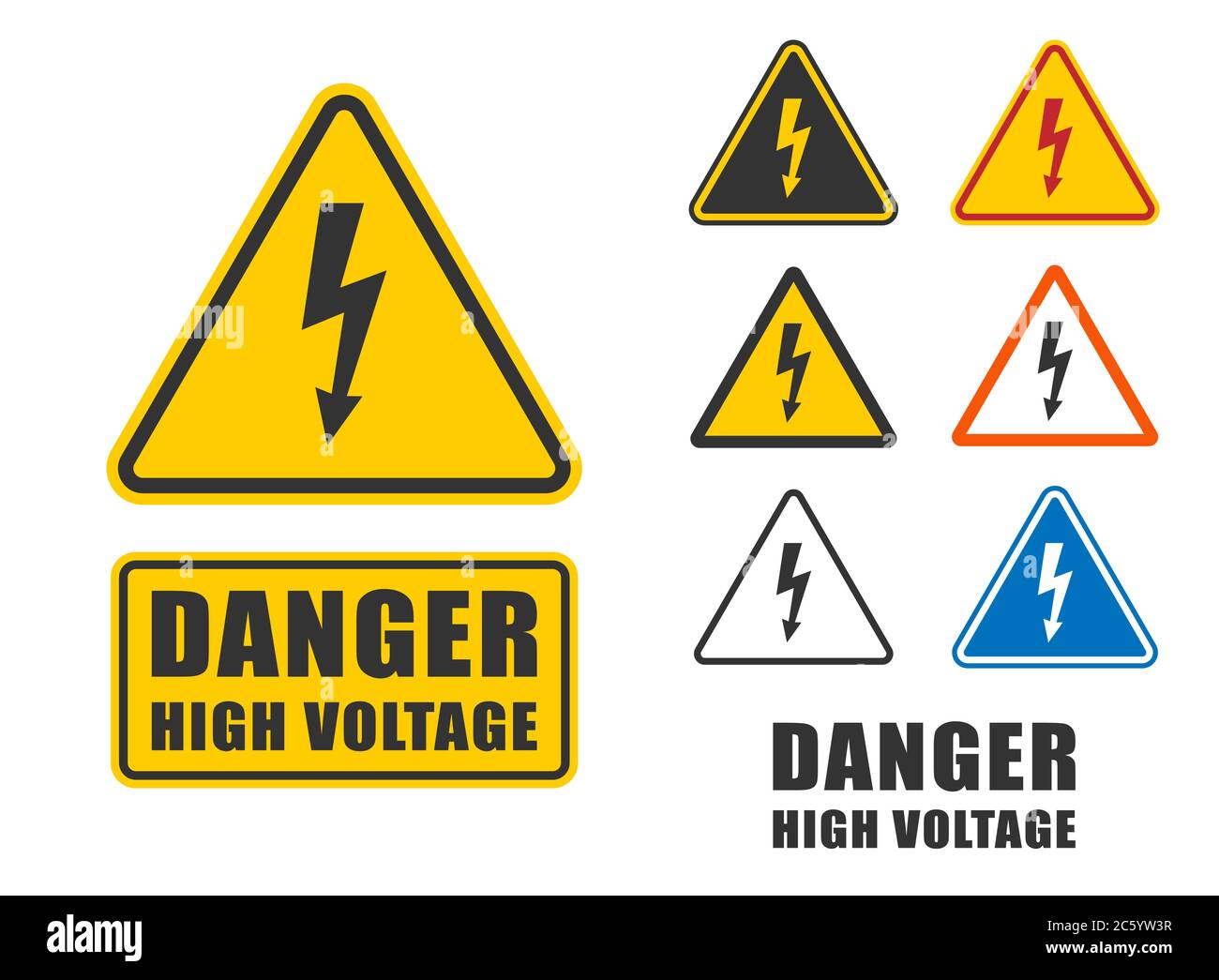 High Voltage triangle icon sign. Danger symbol. Vector illustration ...