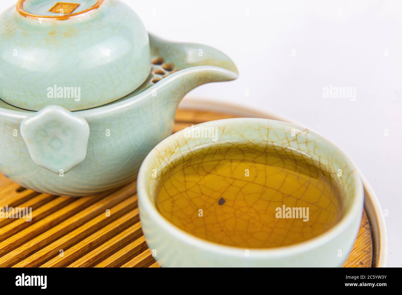 Traditional black tea set in China, with white background Stock Photo ...
