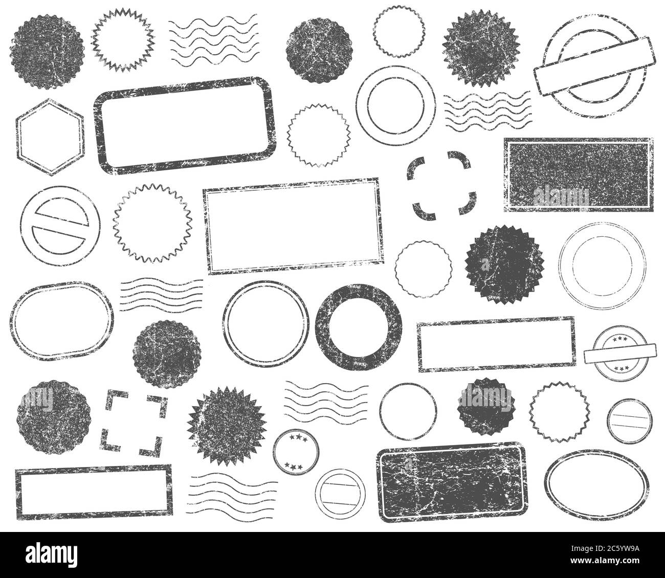 Stamps frames vector icon shape set. Stamp grunge ink rubber labels ...