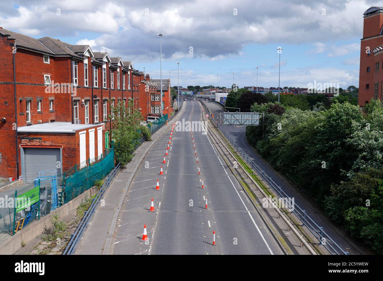 Lane seperation on the A64M Leeds Inner Ring Road, while upgrades to ...