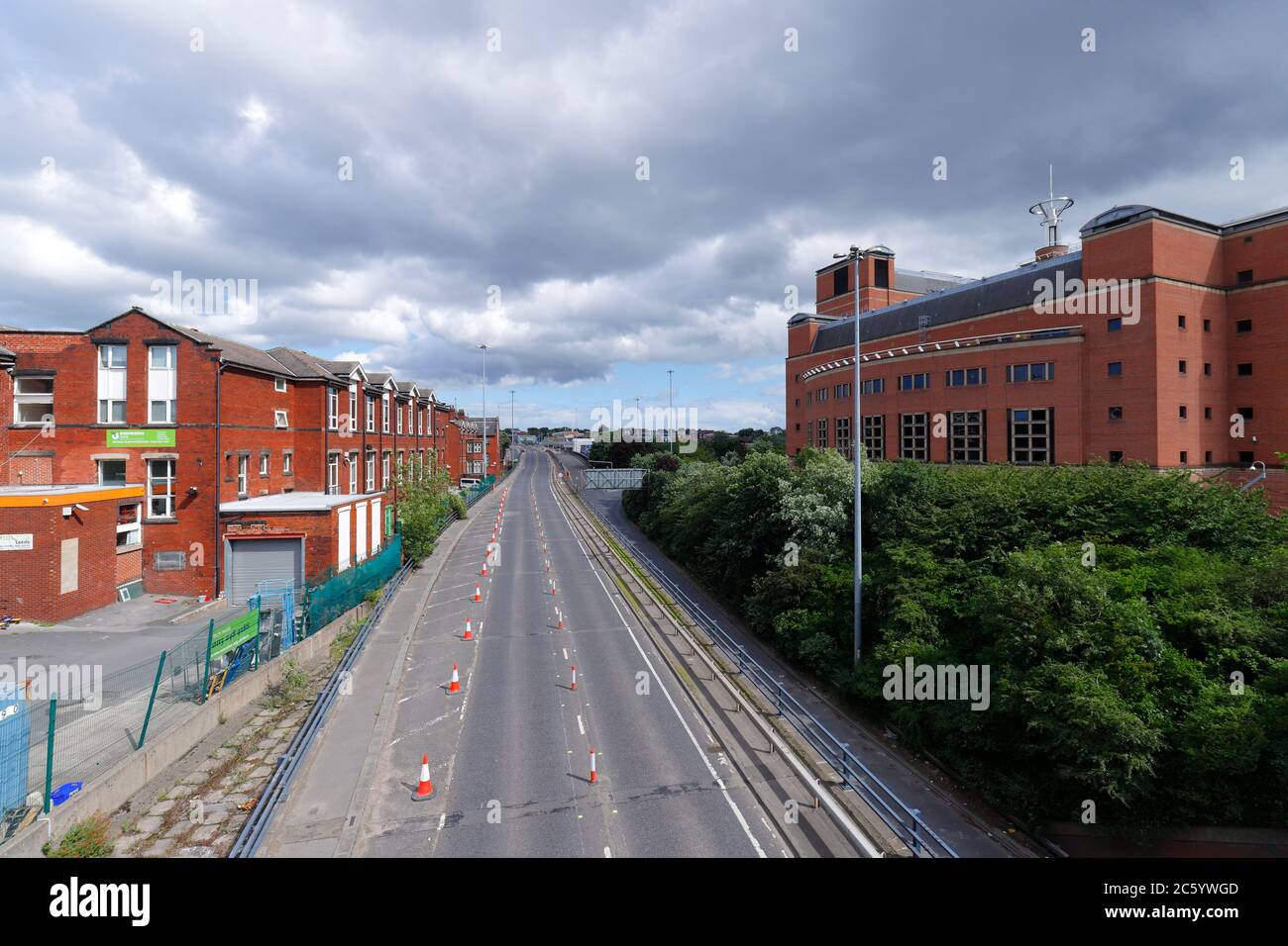 Lane seperation on the A64M Leeds Inner Ring Road, while upgrades to ...