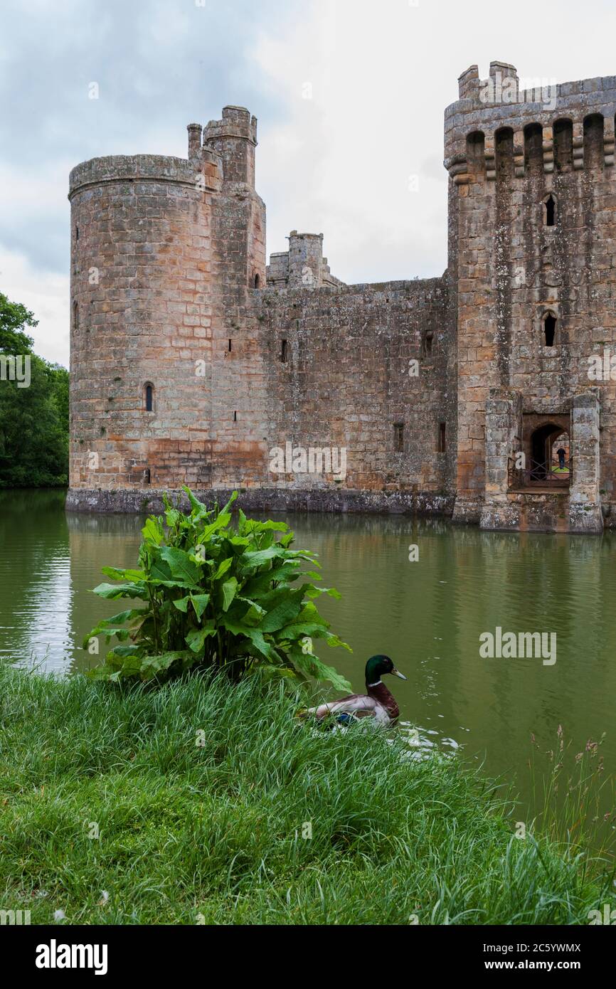Bodiam Castle, East Sussex, England, UK: romantic 14th century moated ...