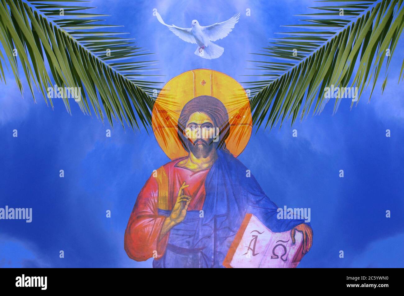 Religion religious prayer christian christ palm tree hi-res stock ...