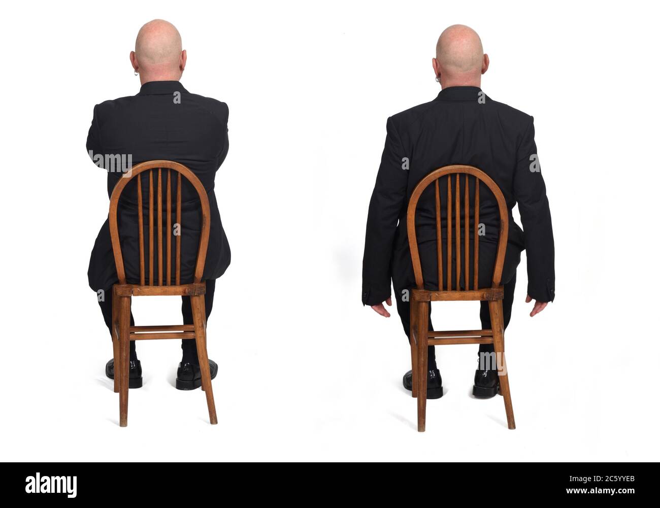 Middle aged man sitting from behind Cut Out Stock Images & Pictures - Alamy