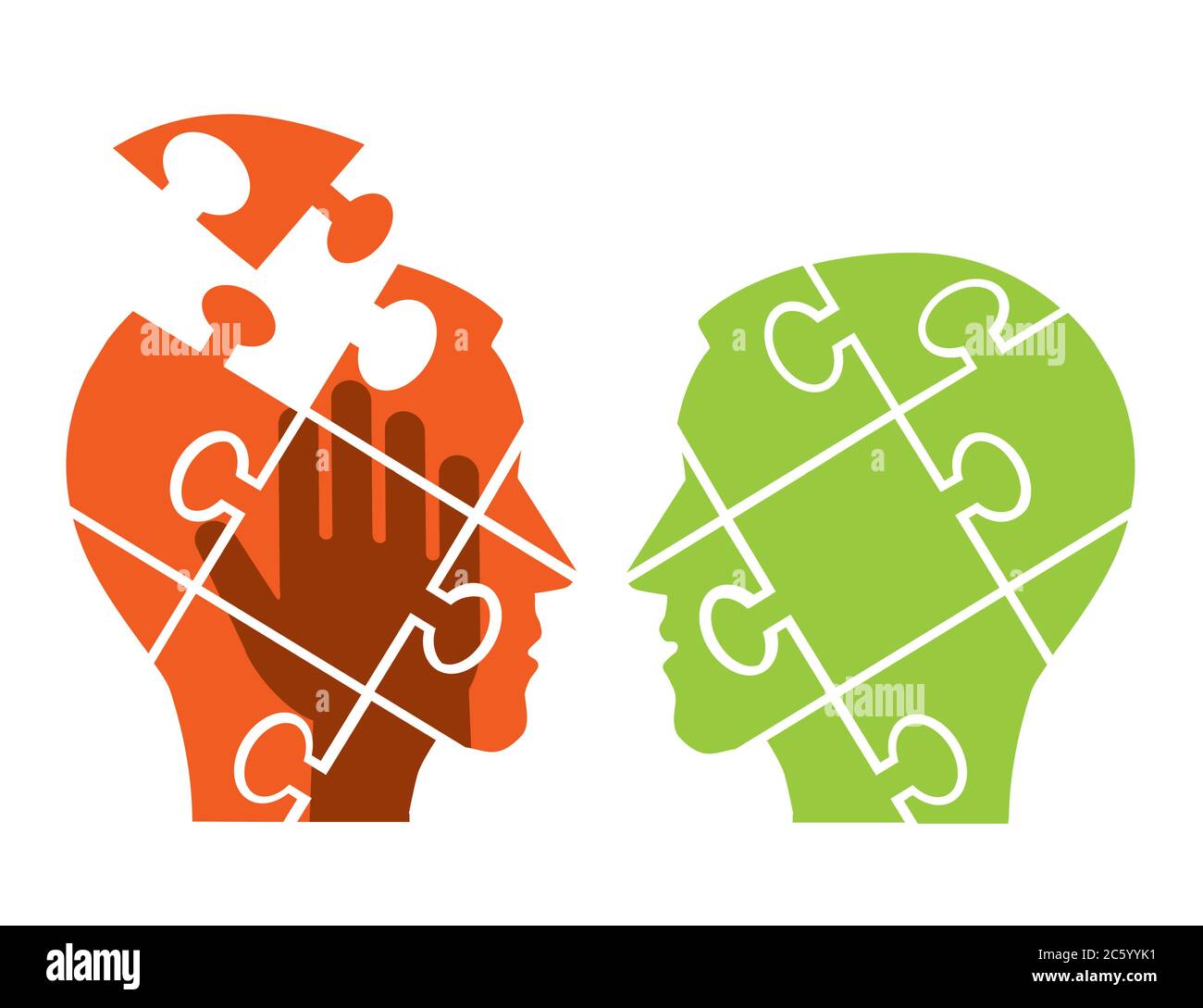 Male heads symbols, Man with mental disorder and healthy man. Two Male ...