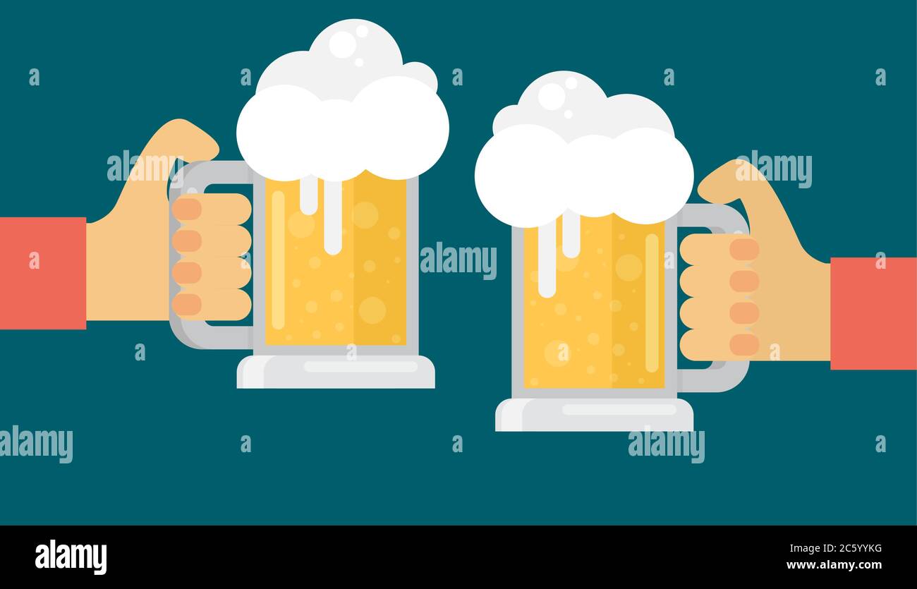 Two men toasting glasses of beer. Flat vector Stock Vector Image & Art ...