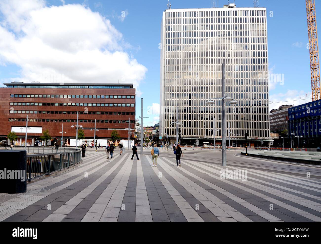 Walking around the Norrmalm district in the new center of Stockholm ...