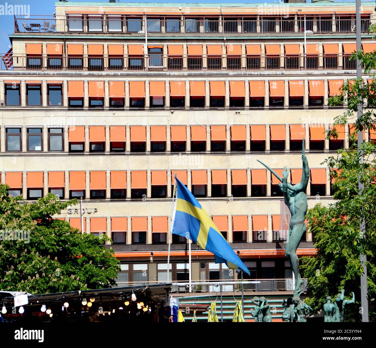Walking around the Norrmalm district in the new center of Stockholm ...