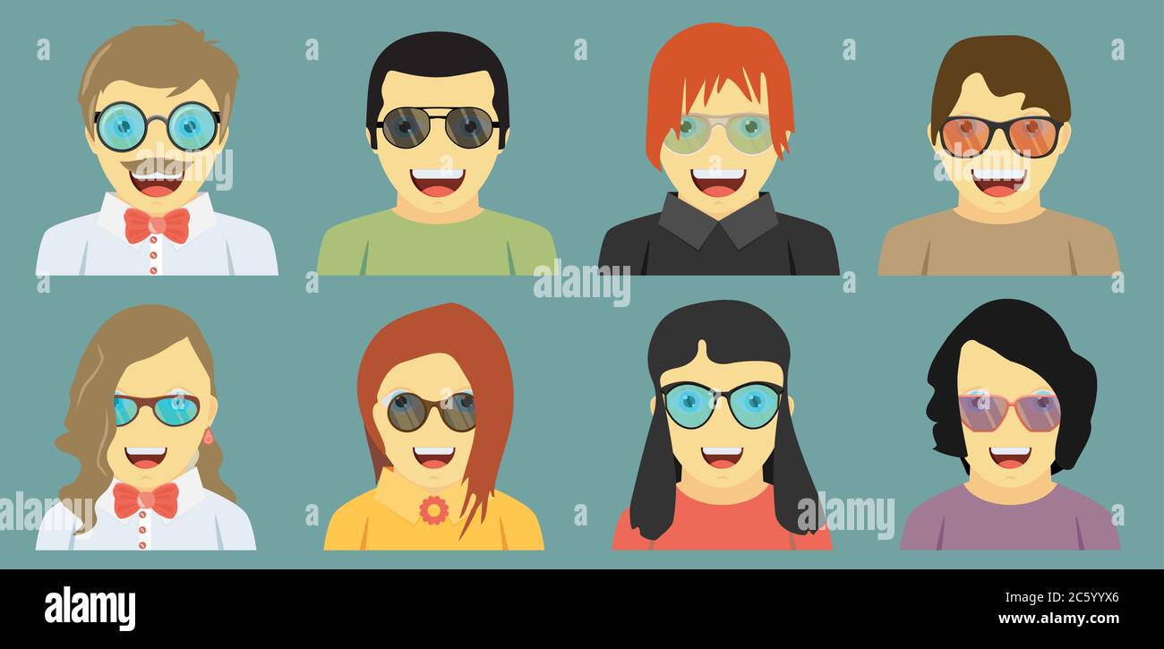 People is laughing. Fun concept set. Vector flat design illustration ...