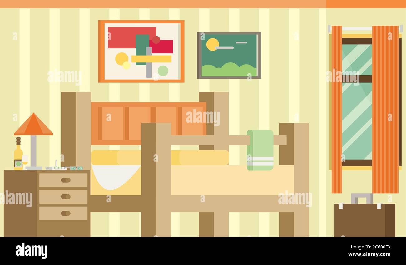 Flat design vector illustration of room interior Stock Vector Image ...
