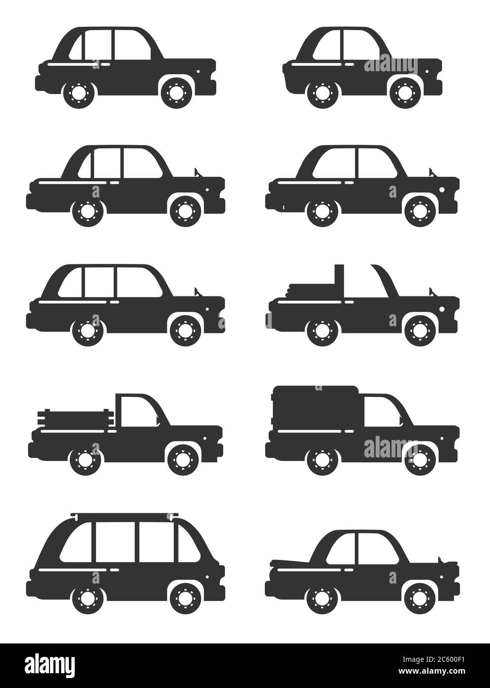 Vector flat style cars Black and White Stock Photos & Images - Alamy