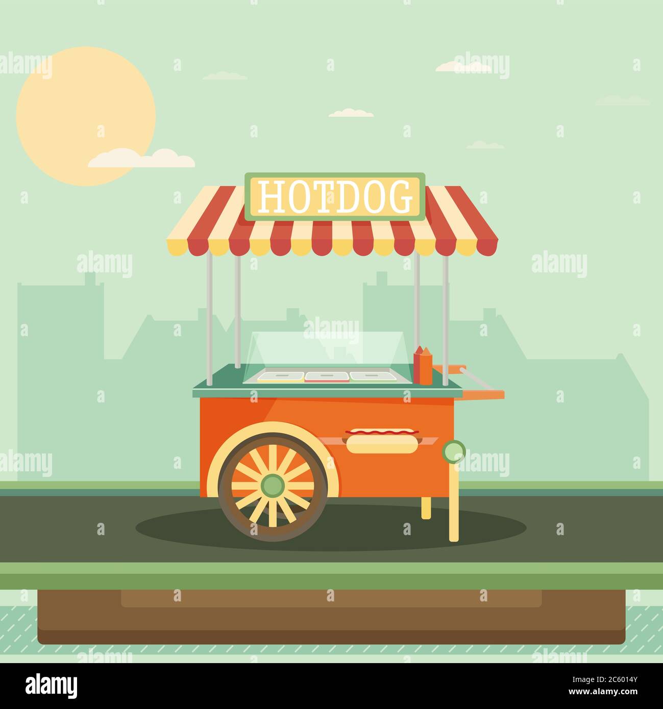 Hot dog, street cart. Vector Stock Vector Image & Art - Alamy