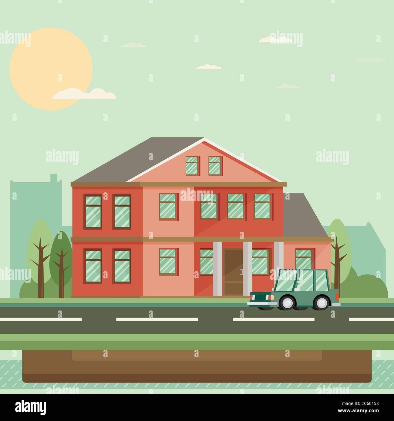 Flat Residential House. Vector illustration Stock Vector Image & Art ...