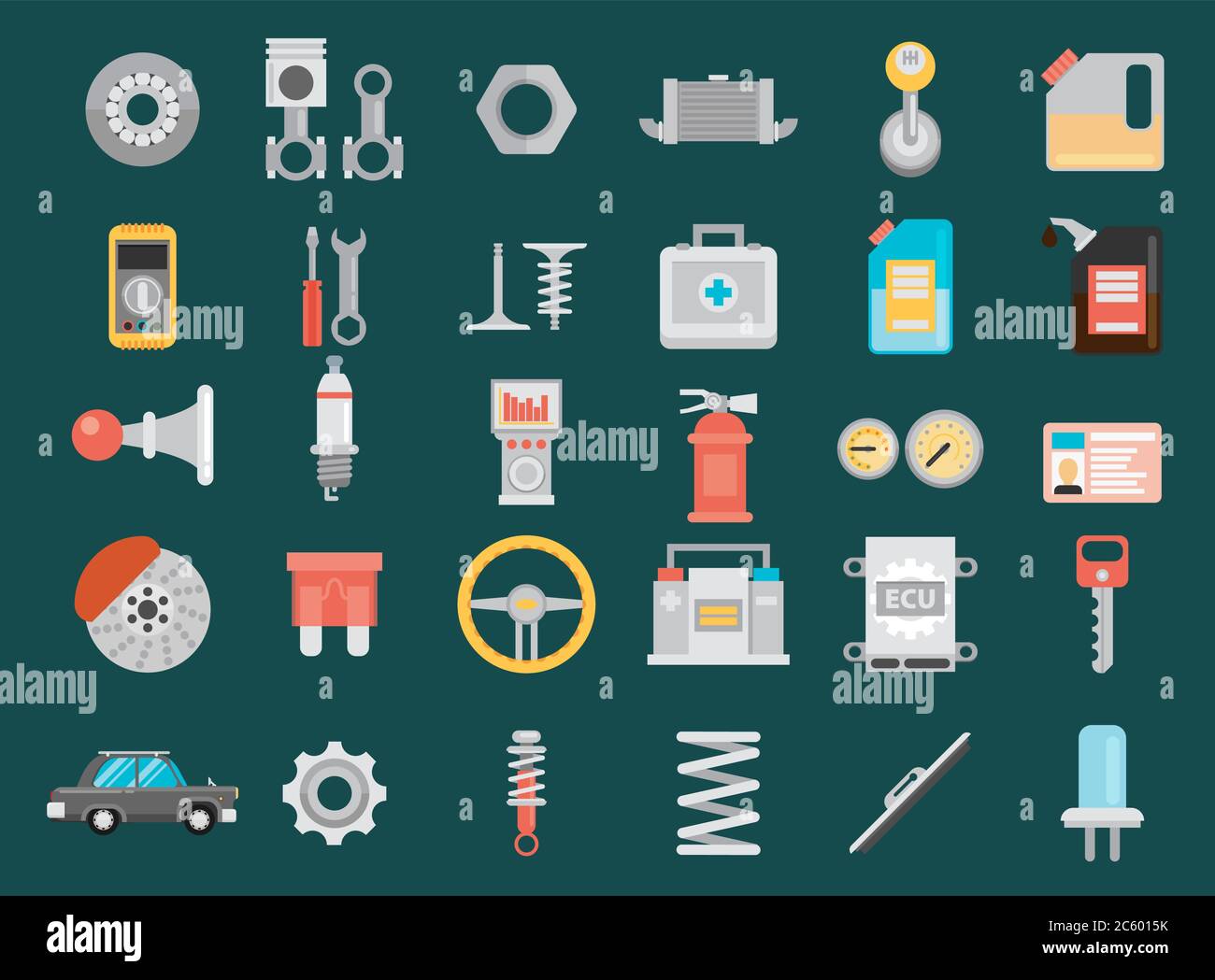 Flat vector icons and illustrations repair of machines and equipment ...