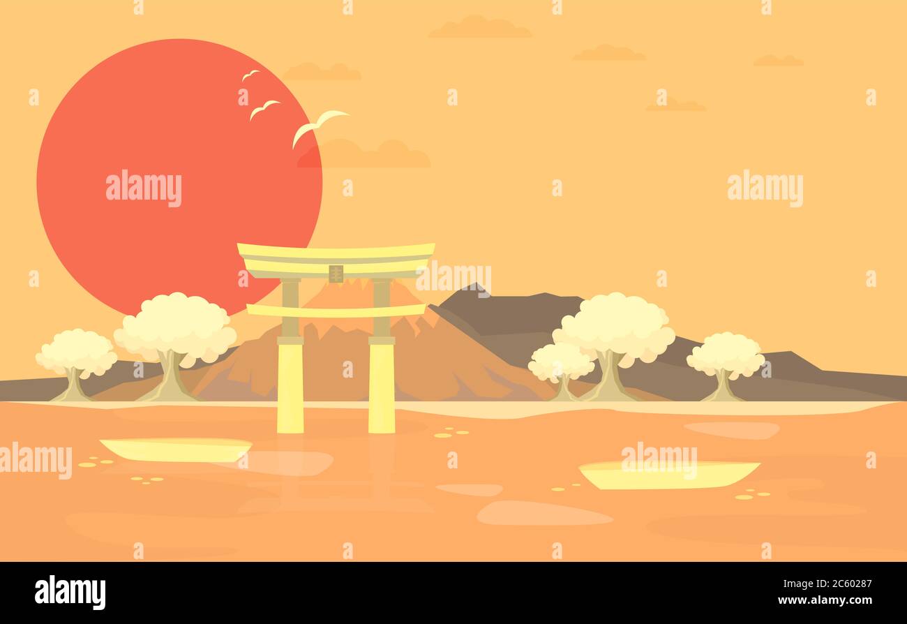 Flat design landscape of Japan illustration vector Stock Vector Image ...
