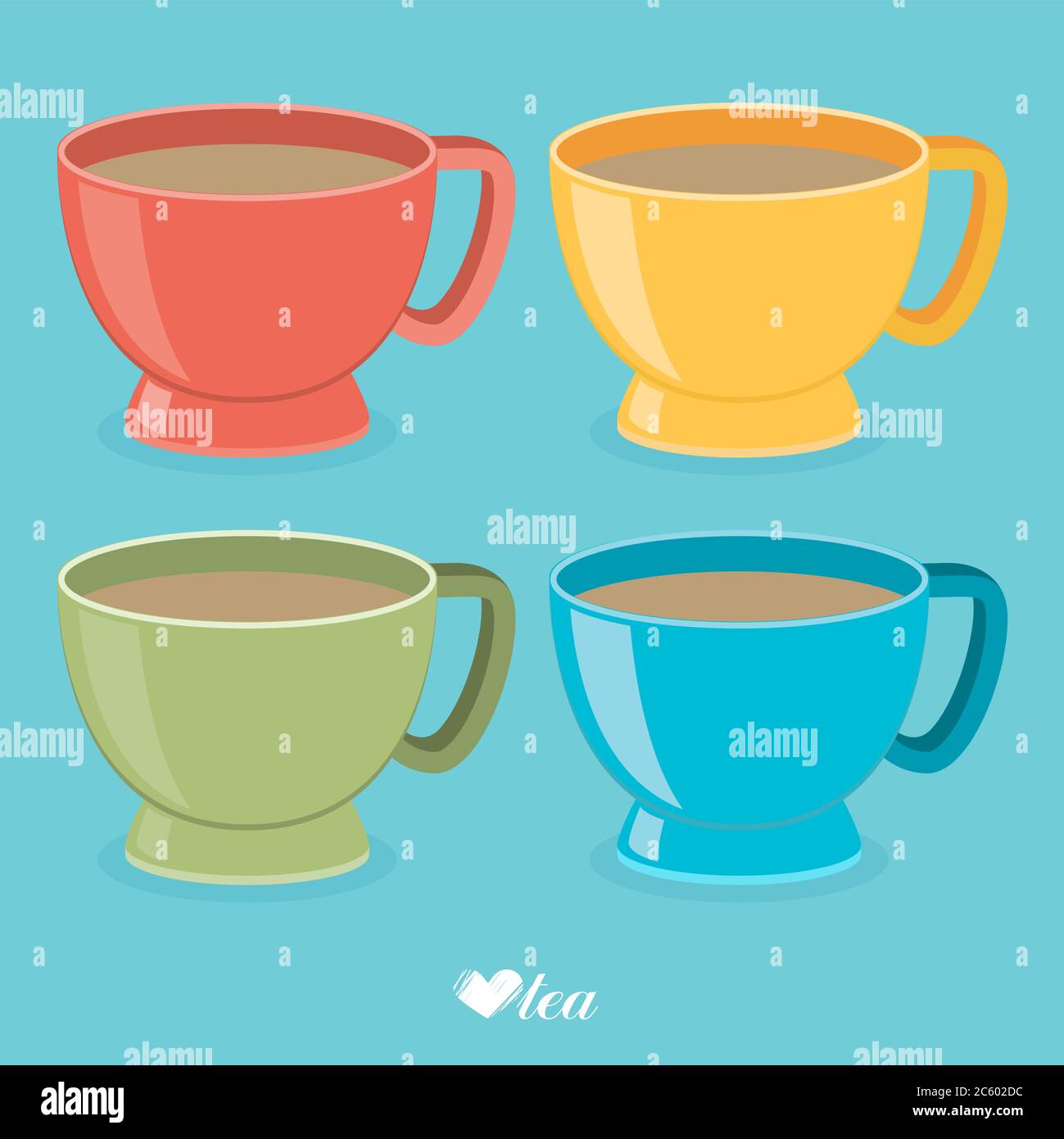 Color tea cup set. Flat vector Stock Vector Image & Art - Alamy